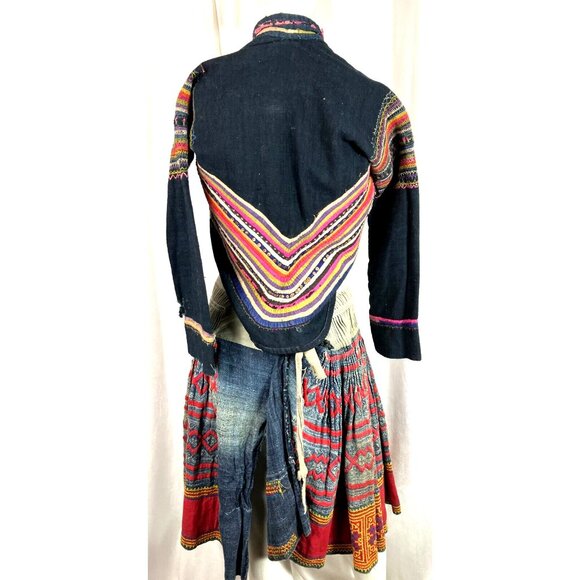 Dresses | Vintage Antique 3 Pc Laos Thai Hmong Miao Embroidered Pleated ...